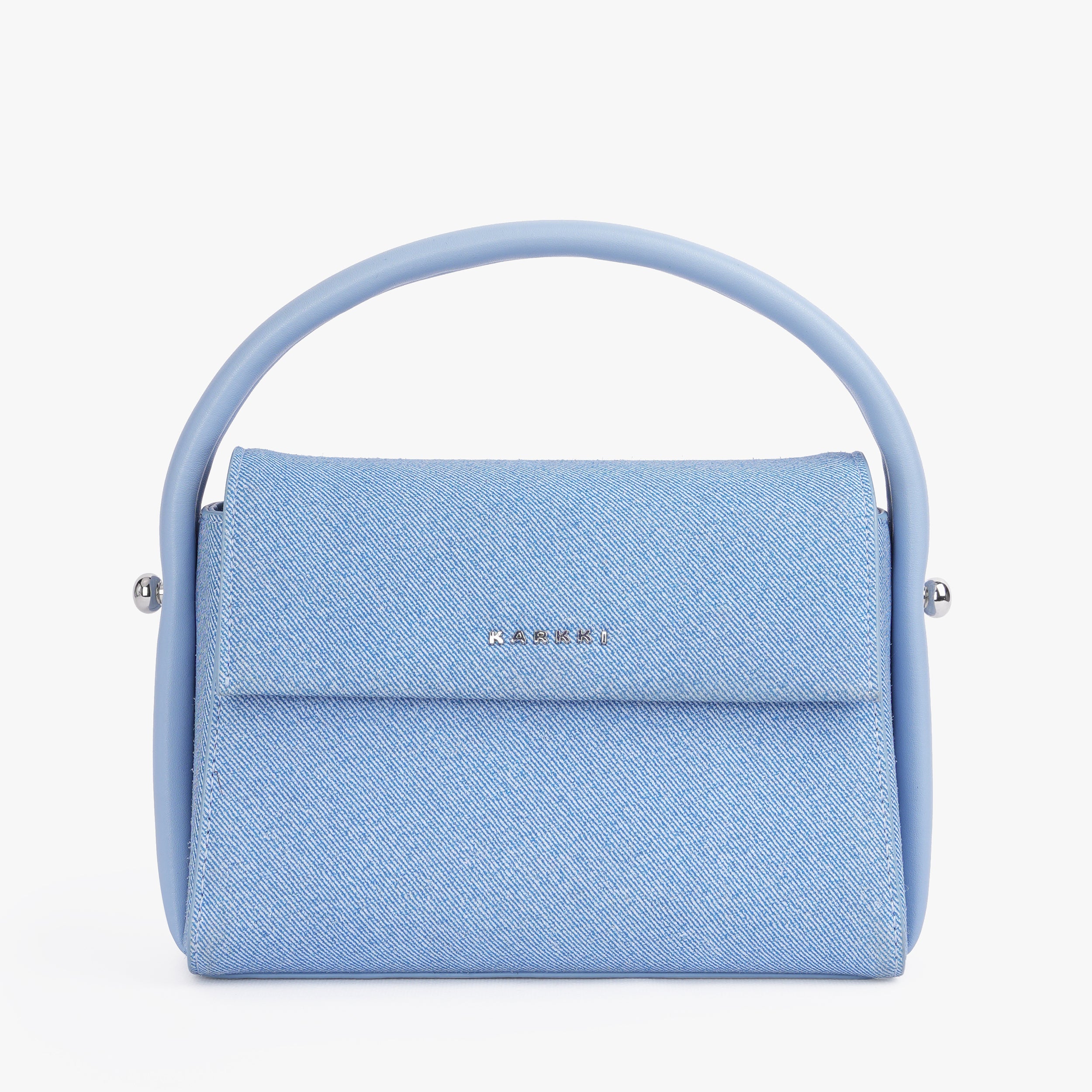 GIGI BOX LEATHER HANDLE BAG - Light Denim – Karkki